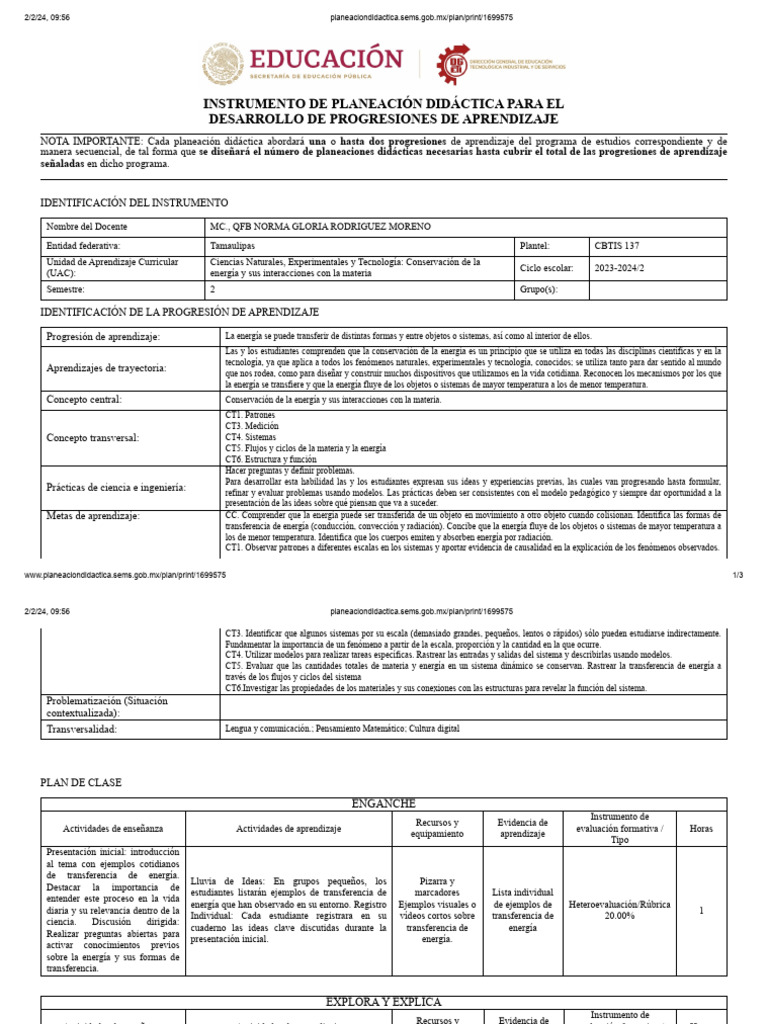 3 Planeaciondidactica - Sems.gob - MX - Plan - Print - 1699575 | PDF ...