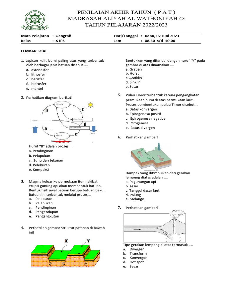 Soal PAT Geo X 23 | PDF | Sains & Matematika
