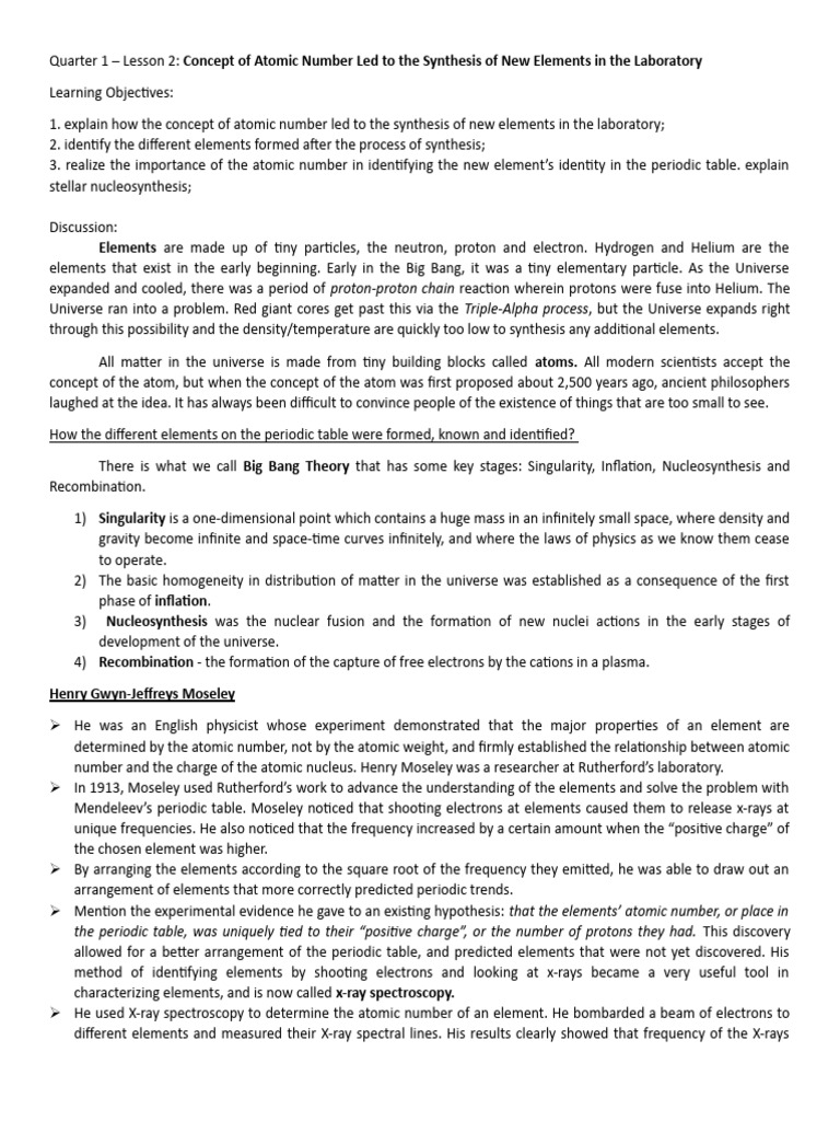 PHYSCI Lesson 2 | PDF | Chemical Elements | Neutron