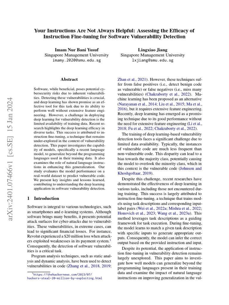 Instruction Fine-tuning for Vulnerability Detection | PDF | Deep ...
