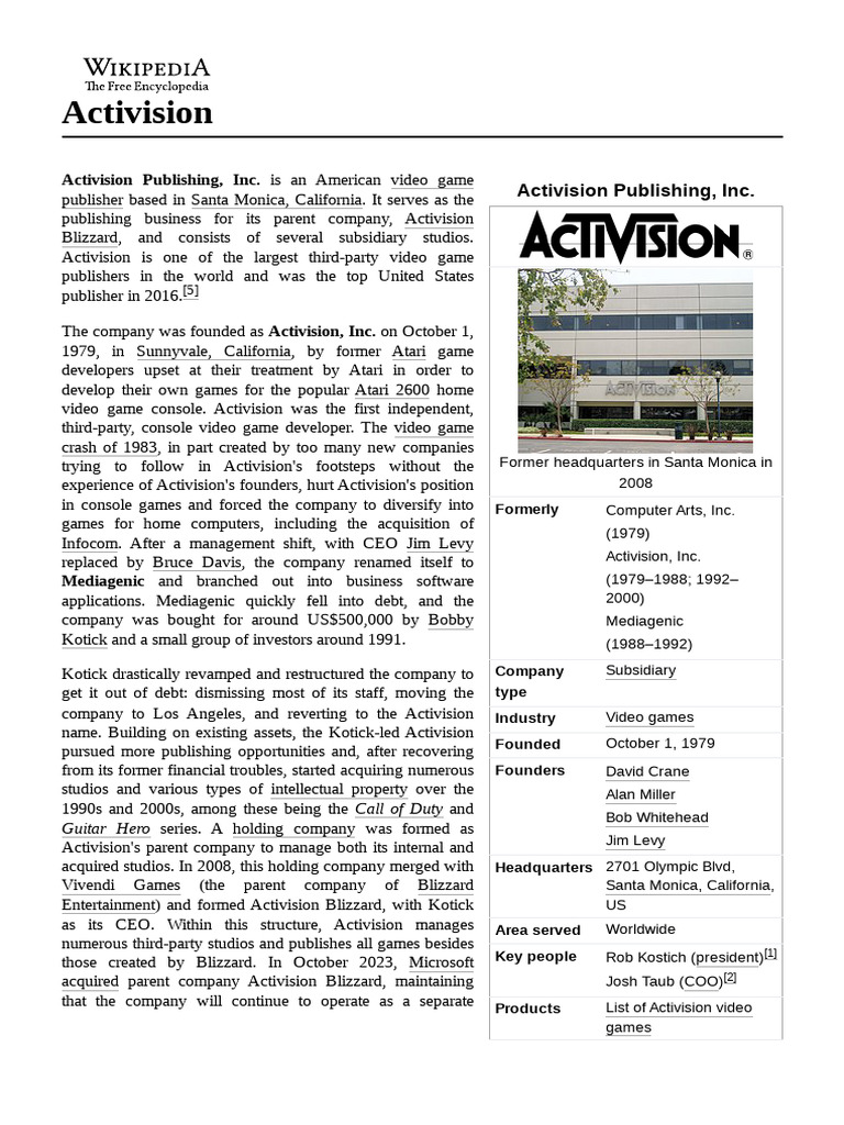 Activision | Download Free PDF | Video Game Companies | Industries