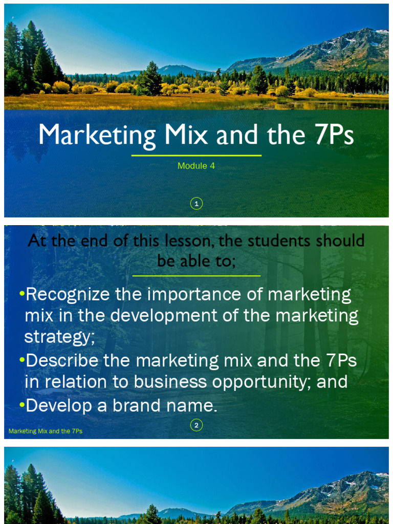 Lesson 4 Marketing Mix and The 7Ps | PDF