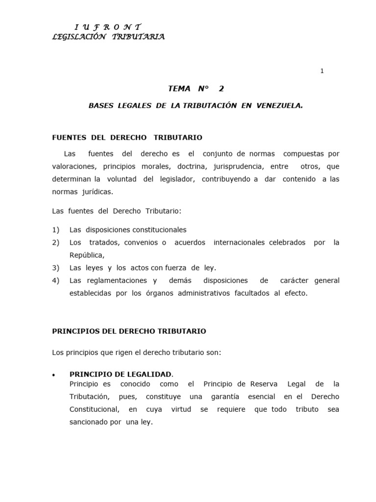 Bases Legales de La Tributación en Venezuela. | PDF | Ciencias ...