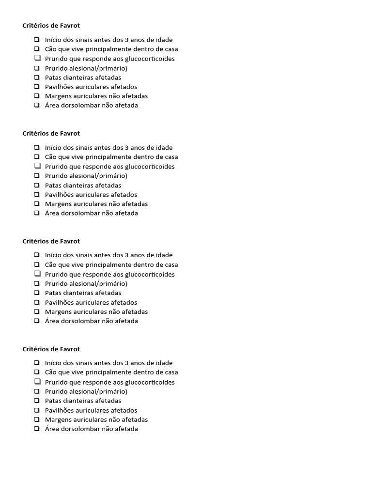 Critérios de Favrot | PDF