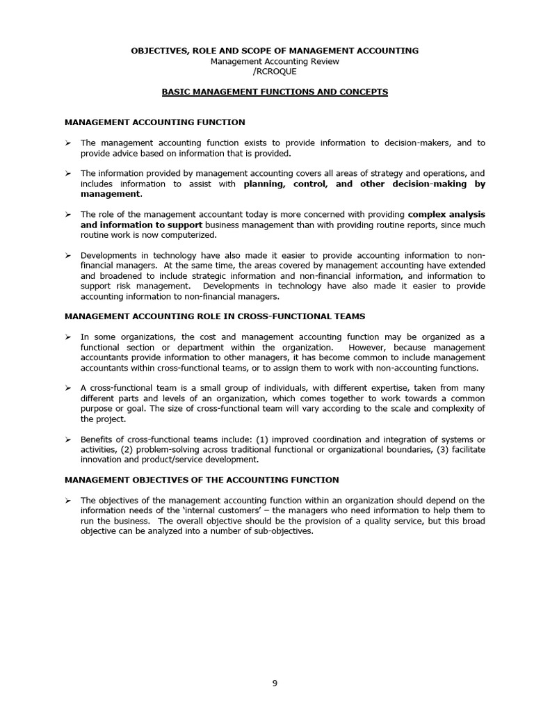 Objectives and Scope of Management Accounting | PDF | Accounting ...