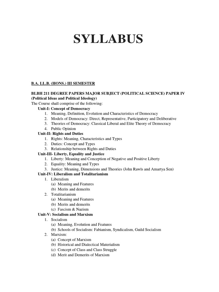 Syllabus BALLB | PDF | Criminology | Human Rights