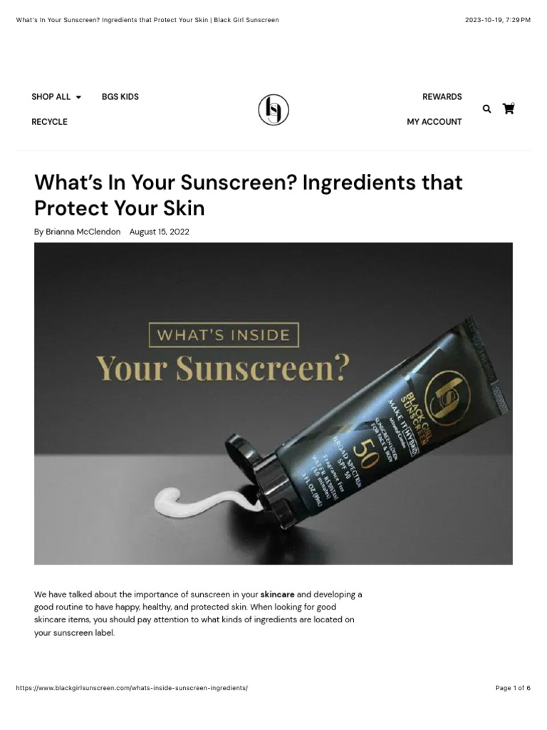 What's in Your Sunscreen? Ingredients That Protect Your Skin - Black Girl Sunscreen | PDF ...