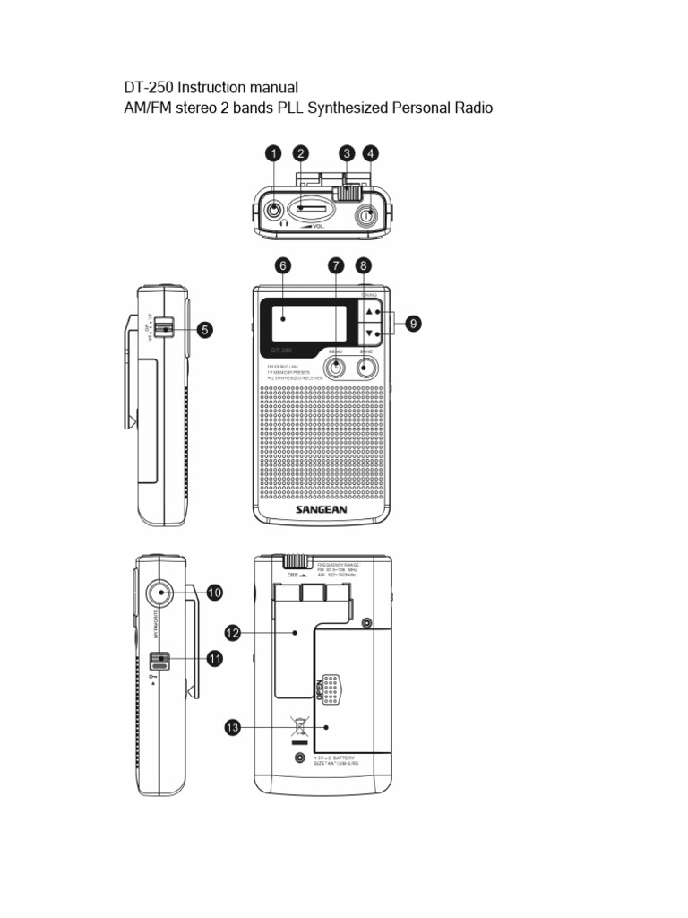 DT-250 Radio Instruction Manual | PDF | Radio | Headphones