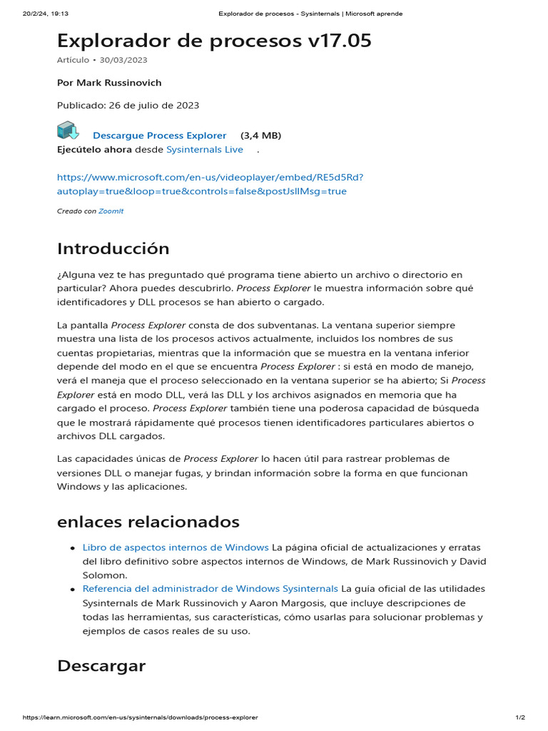 Explorador de Procesos - Sysinternals - Microsoft Aprende | PDF ...