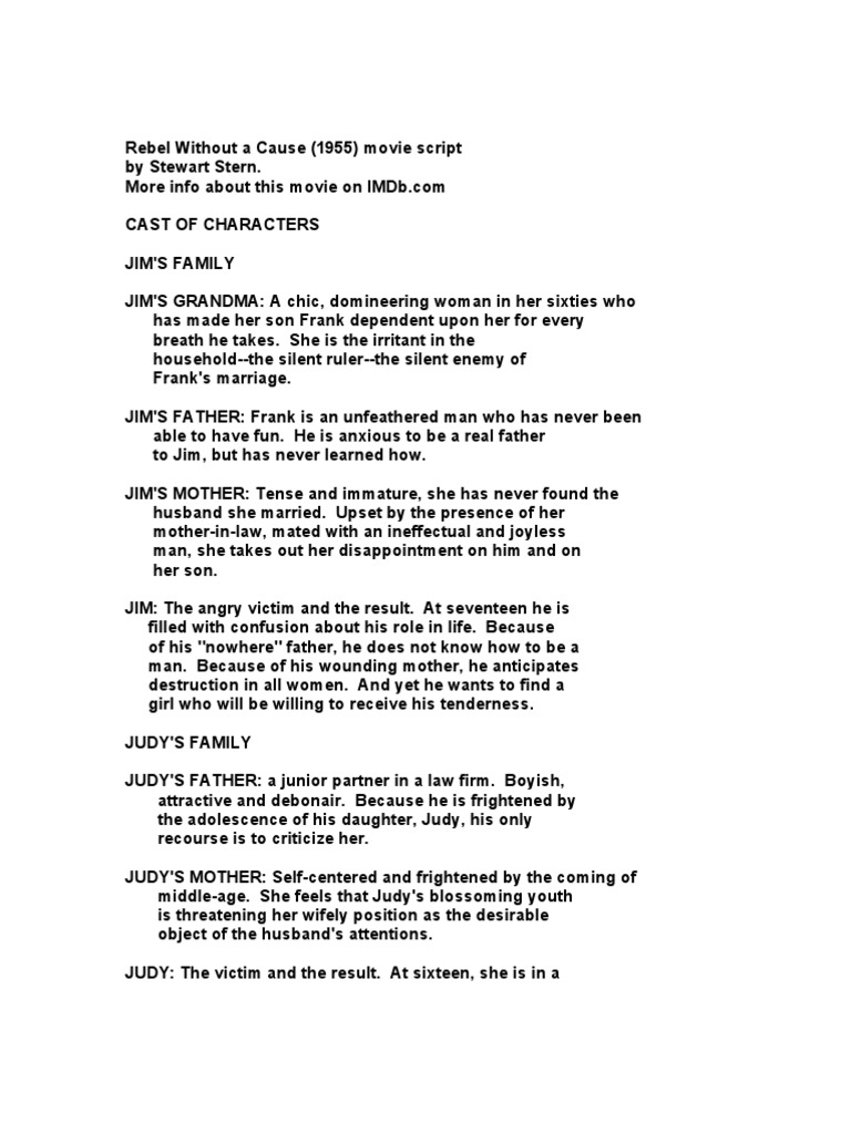 Rebel Without A Cause (1955) Movie Script | PDF | Sky | Nature
