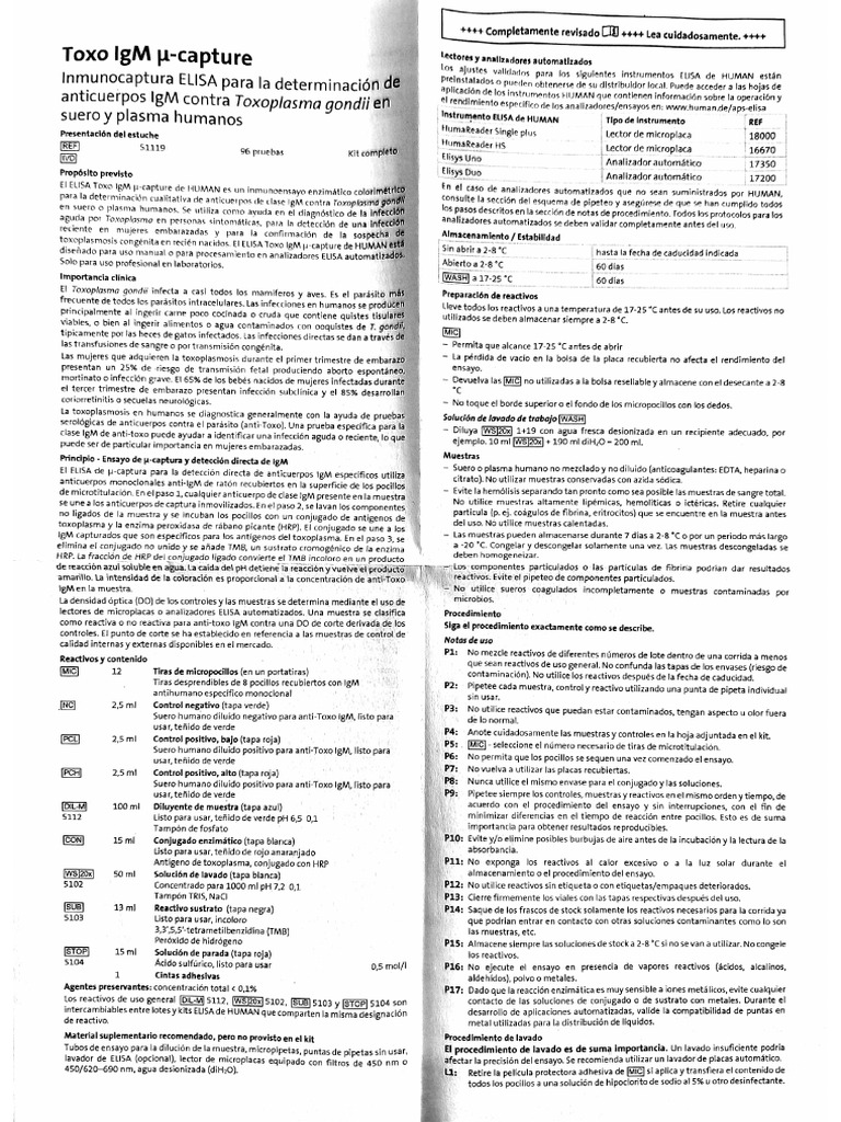 Inserto Toxo Igm Pdf