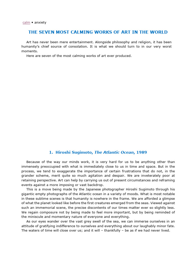 Calming Art: 7 Works for Serenity | PDF