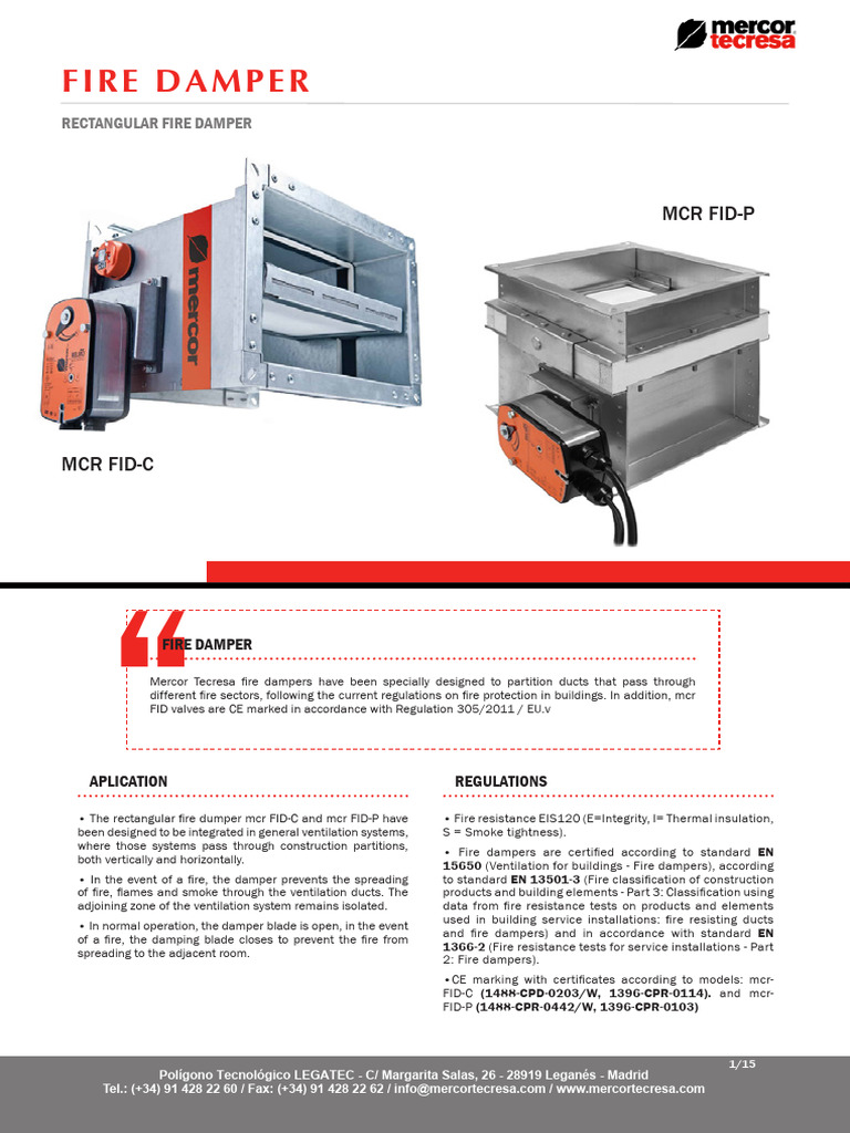 Rectangular Fire Dampers Guide | PDF | Mechanical Engineering | Building Engineering