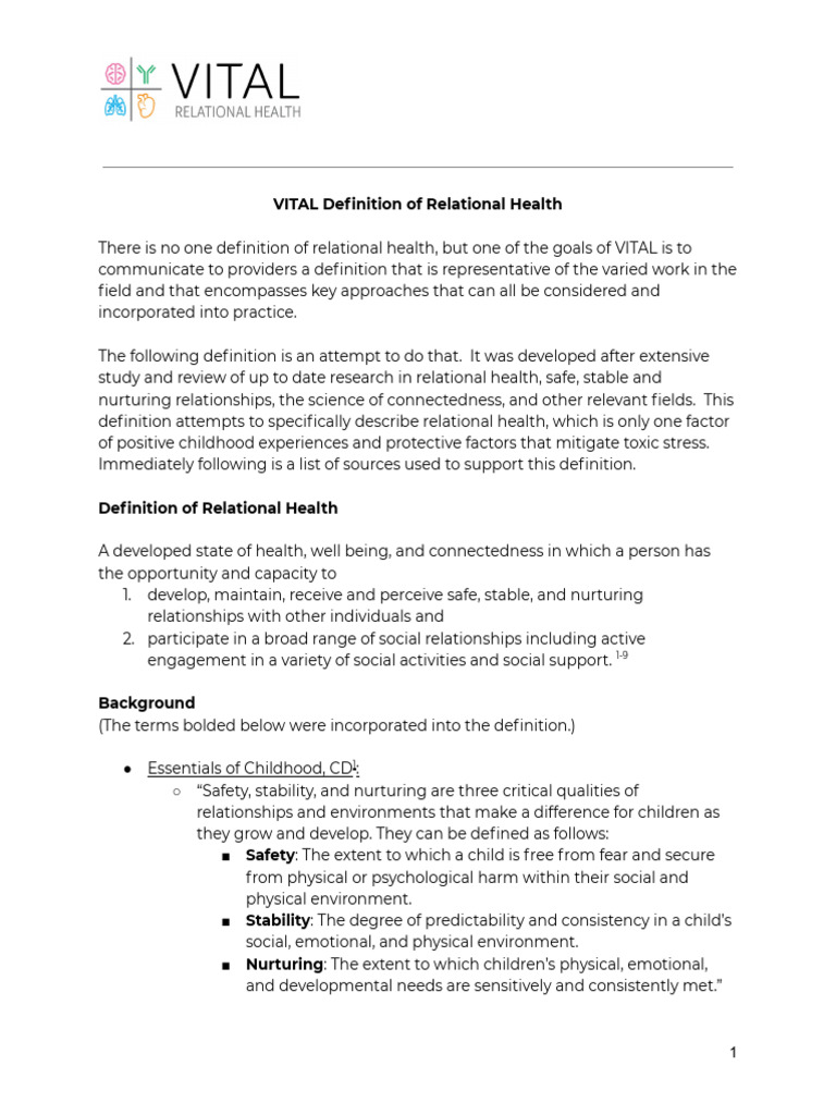 Relational Health - Definition | PDF | Social Support | Self Esteem