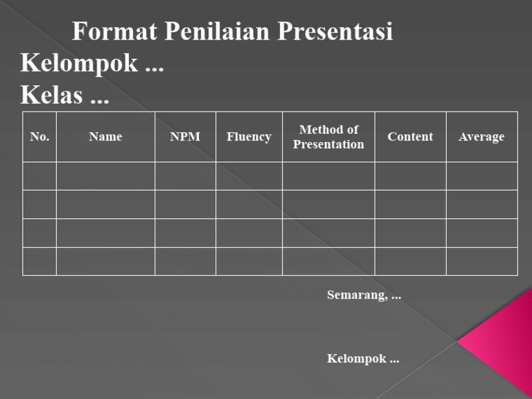 Format Penilaian Presentasi | PDF