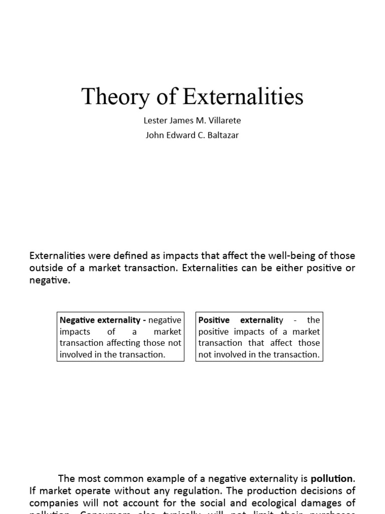 Theory of Externalities | PDF | Externality | Taxes