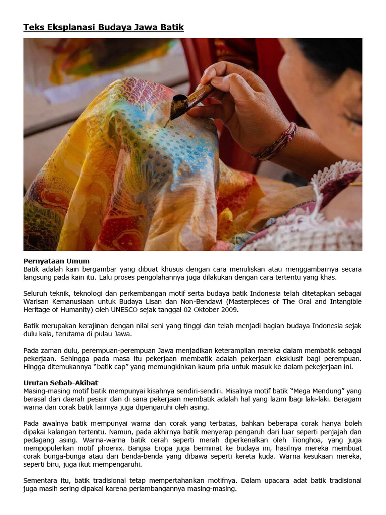 Teks Eksplanasi Budaya Jawa Batik | PDF