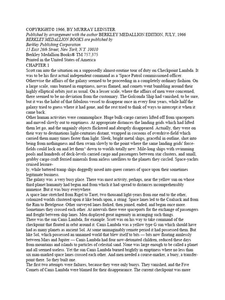 Murray Leinster - Checkpoint Lambda | PDF | Sun | Planets