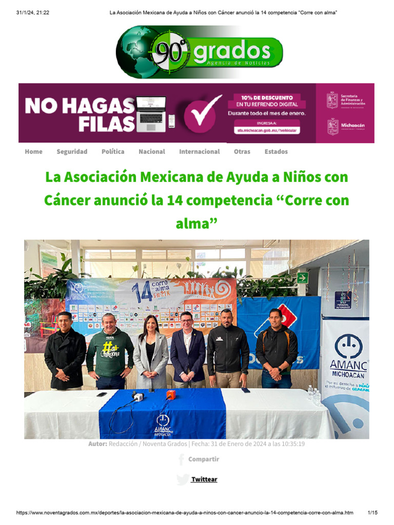 La Asociación Mexicana de Ayuda A Niños Con Cáncer Anunció La 14 Competencia "Corre Con Alma ...