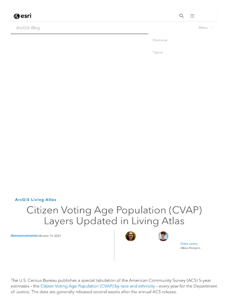 Citizen Voting Age Population (CVAP) Layers Updated in Living Atlas | PDF