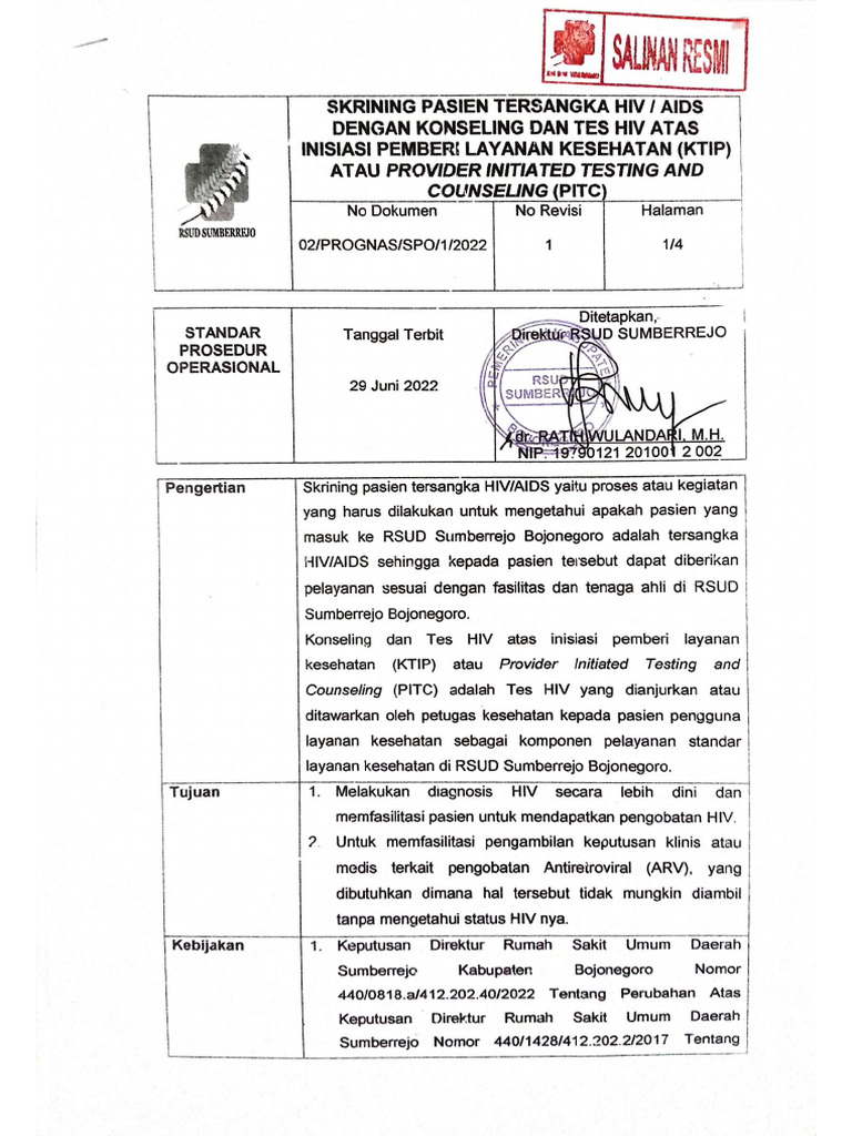 Hiv 3 Ep 3 Spo Skrining Form Pitc Laporan Pitc Triwulan | PDF