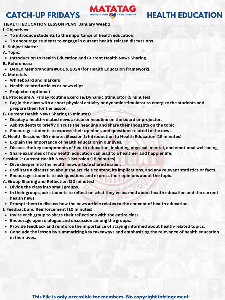 Health Education Grade 1 | PDF | Hygiene | Health Education