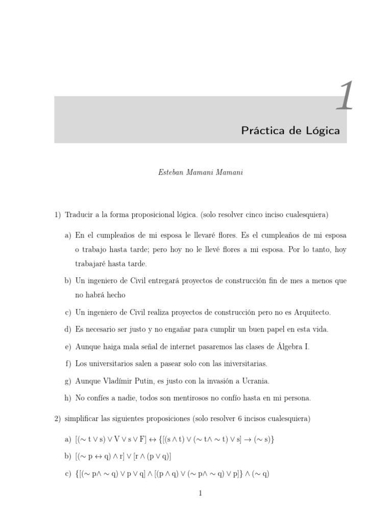 Practica I Logica | PDF
