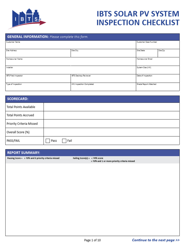 IBTS Solar PV System Inspection Checklist 4 | PDF | Electrical Wiring ...