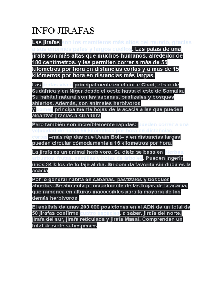 Info Jirafas | PDF