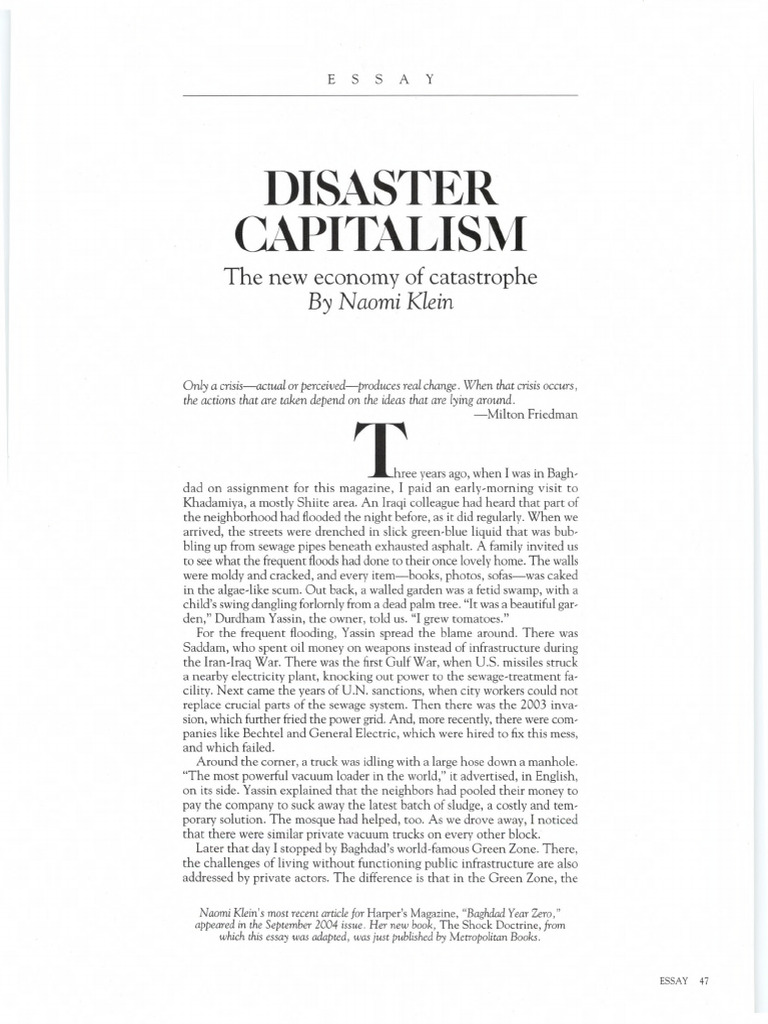 Klein, Naomi - Disaster Capitalism (2007) | PDF | Hurricane Katrina ...