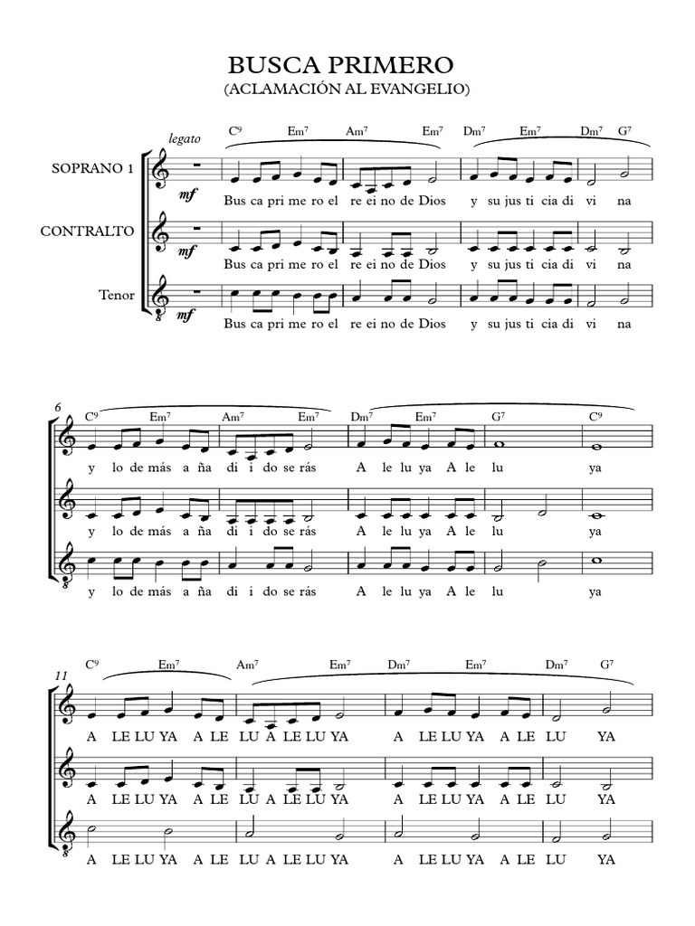 BUSCA PRIMERO, ALELUYA (C) - Partitura Completa | PDF