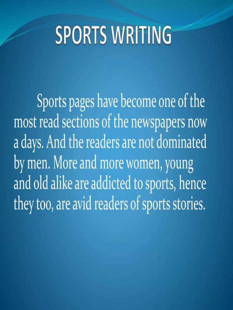 How To Write A Sports News | PDF