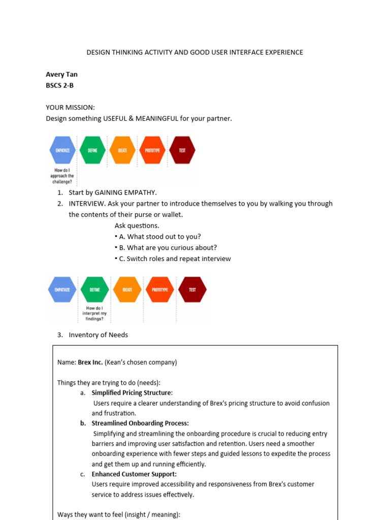 Design Thinking Activity | PDF | Artificial Intelligence | Intelligence (AI) & Semantics