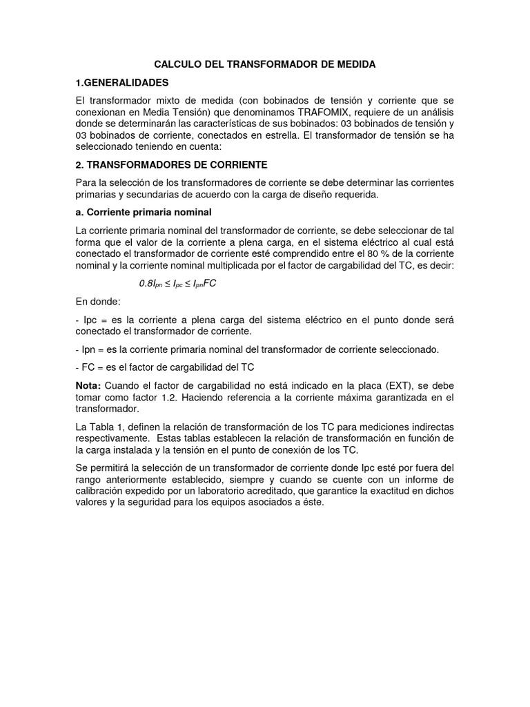 Calculo Del Trafomix 1 | PDF | Ciencia y matemáticas