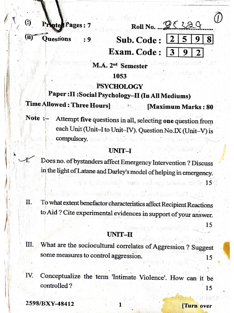 SP Previous Year Question Paper | PDF