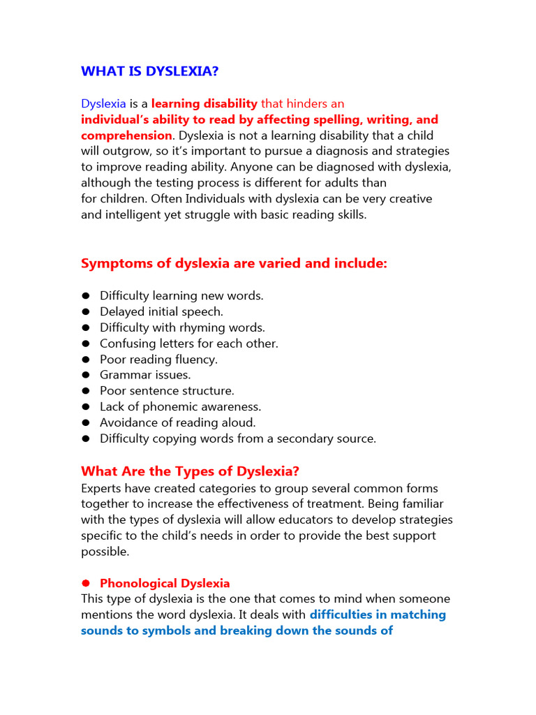Dyslexia My Own Notes | Download Free PDF | Dyslexia | Learning Disability