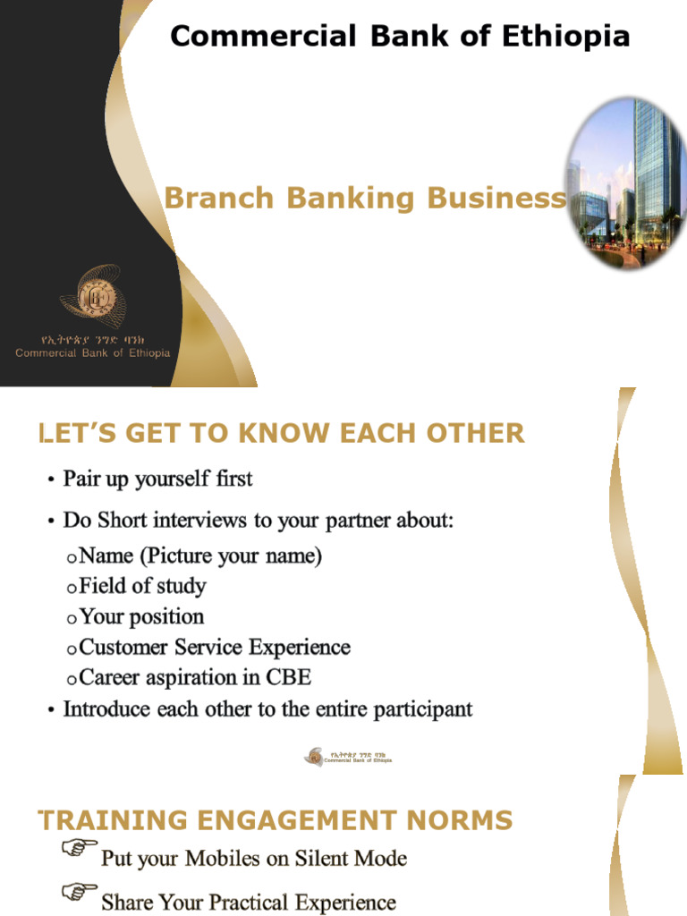 CBE Branch Banking Overview and Training | PDF | Debit Card | Banks