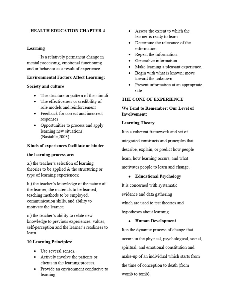 Health Education Chapter 4 | Download Free PDF | Learning | Behaviorism