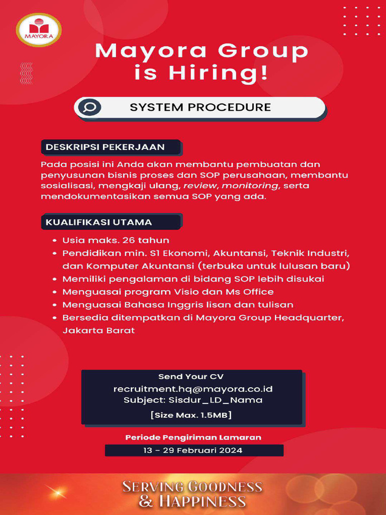 Vacancy MAYORA | PDF