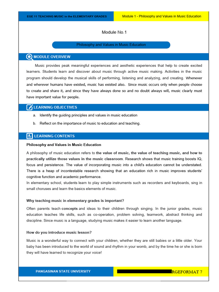 Module 1 - Teaching Music | PDF | Music Education | Learning