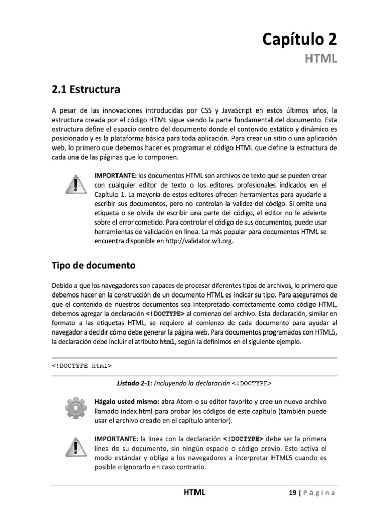 HTML - Estructura y Tipo de Documento | PDF | Informática | Archivo de ...
