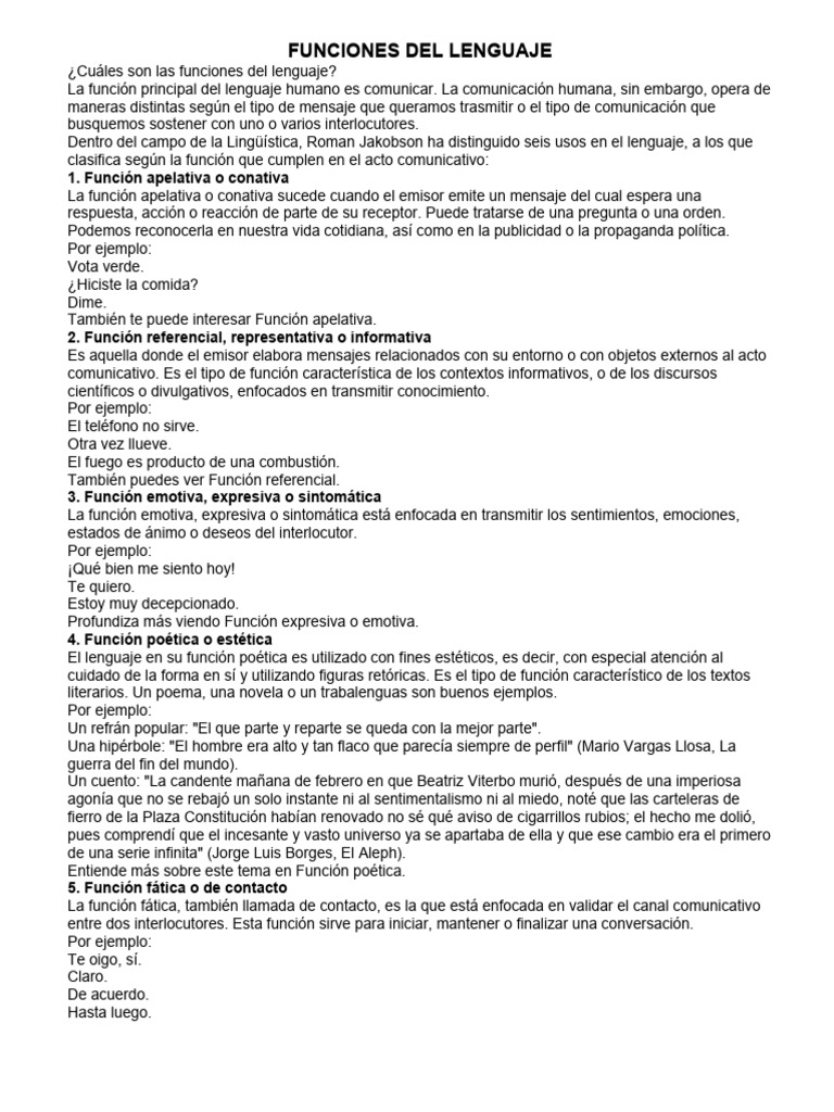 Funciones Del Lenguaje | PDF | Comunicación | Comunicación no verbal