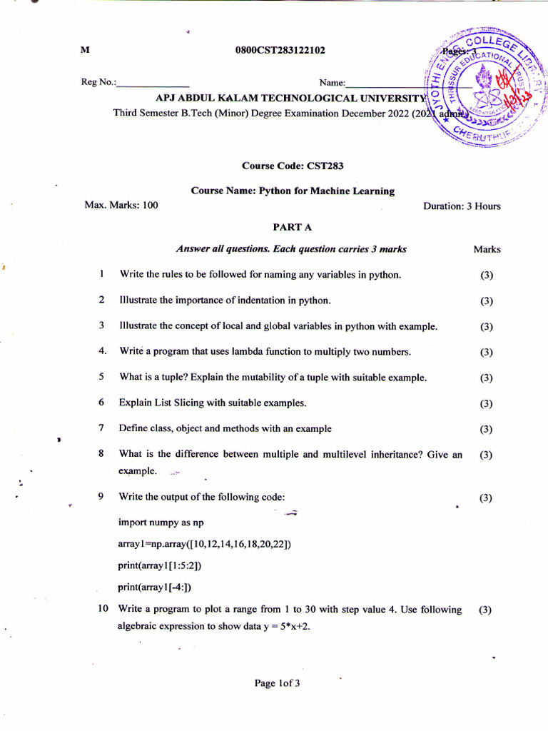 CST283 Python For Machine Learning, December 2022 | PDF | Python (Programming Language) | Fahrenheit