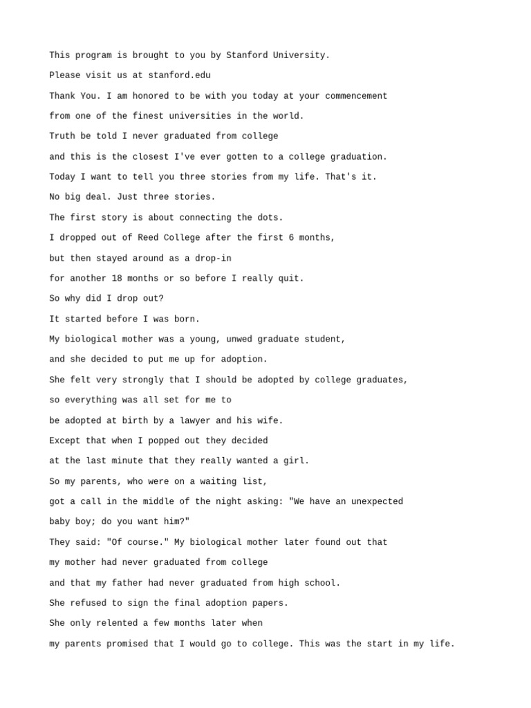 (English) Steve Jobs' 2005 Stanford Commencement Address (DownSub - Com ...