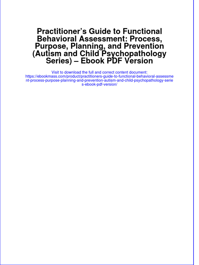 Ebook PDF Practitioners Guide To Functional Behavioral Assessment Process Purpose Planning and ...