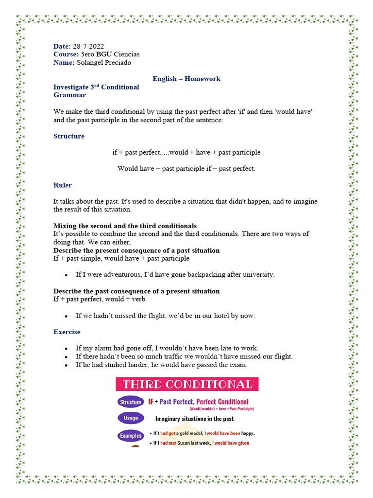 Homework English - Third Conditional | PDF | Language Arts & Discipline