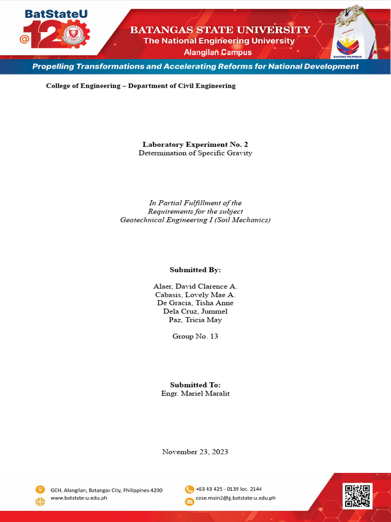 Determination Of Specific Gravity Pdf