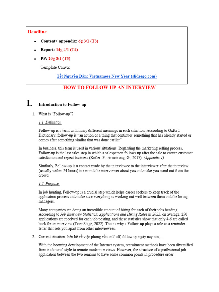 Job Interview Follow-Up Guide | PDF | Online And Offline | Recruitment