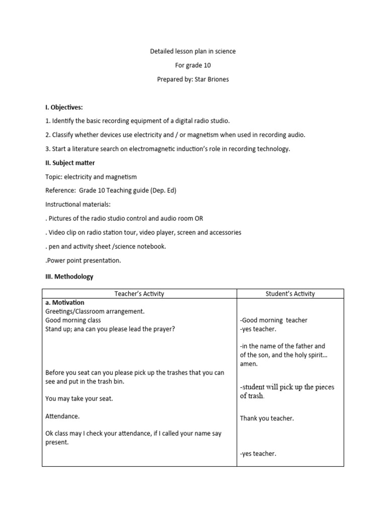 Detailed Lesson Plan in Science Grade 10 | PDF | Microphone | Electronics