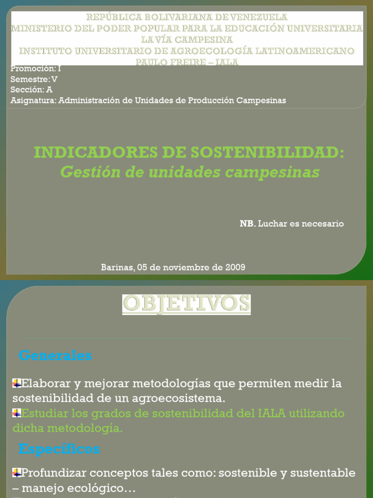 Indicadores de Sostenibilidad | PDF | Sustentabilidad | Alimentos